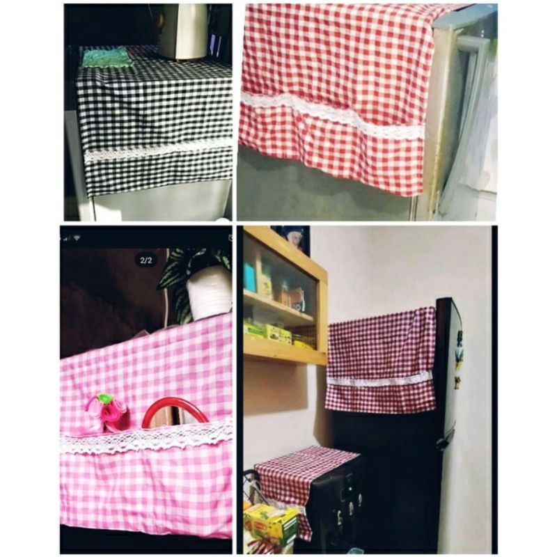 Jual tutup kulkas motif kotak vareasi renda | Shopee Indonesia