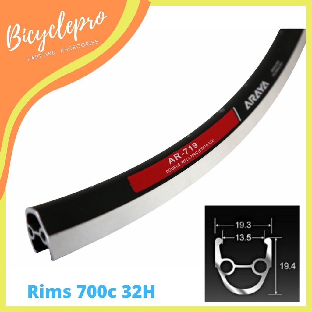 Jual Velg Rims Fixie Roadbike 700C FV BRAKELINE DOUBLE WALL ARAYA AR ...