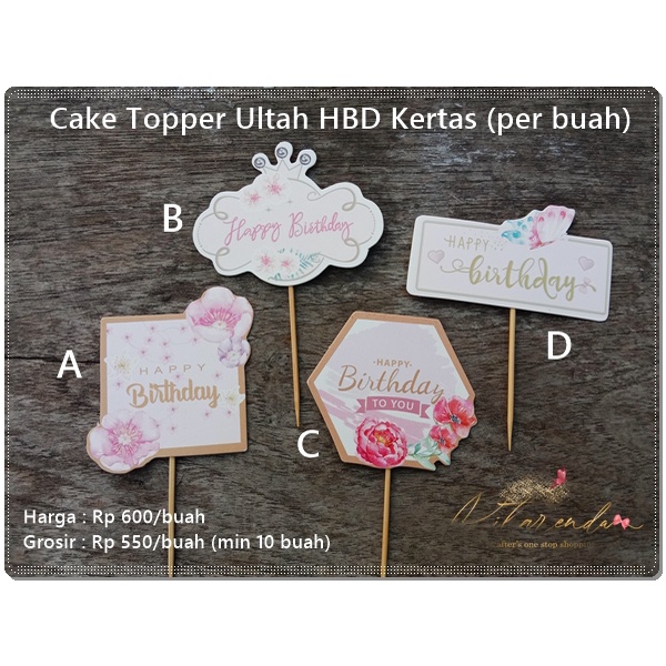 Jual TOPR-47 : Cake Topper / Hiasan Kue Ulang Tahun Ultah HBD Kertas ...
