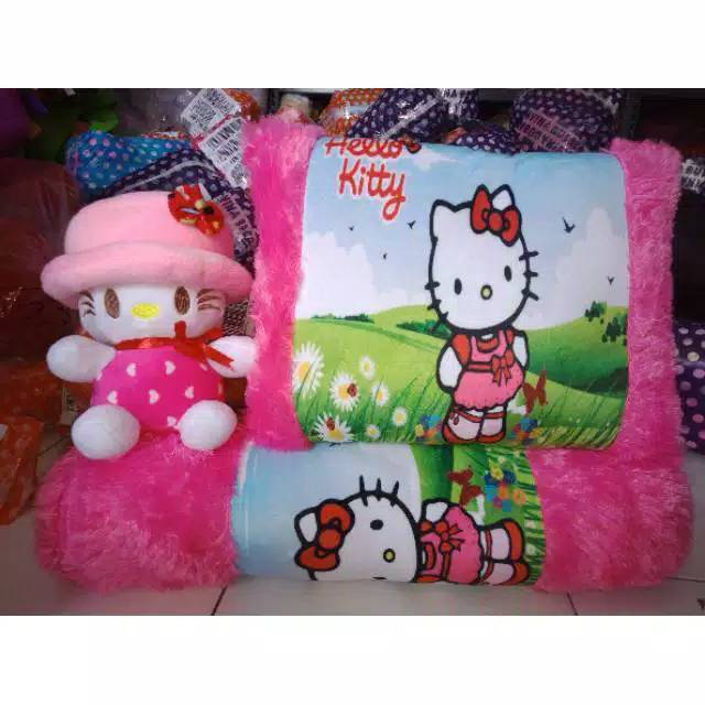 Jual 3in1 bantal guling dan boneka hello kitty rok pink | Shopee Indonesia