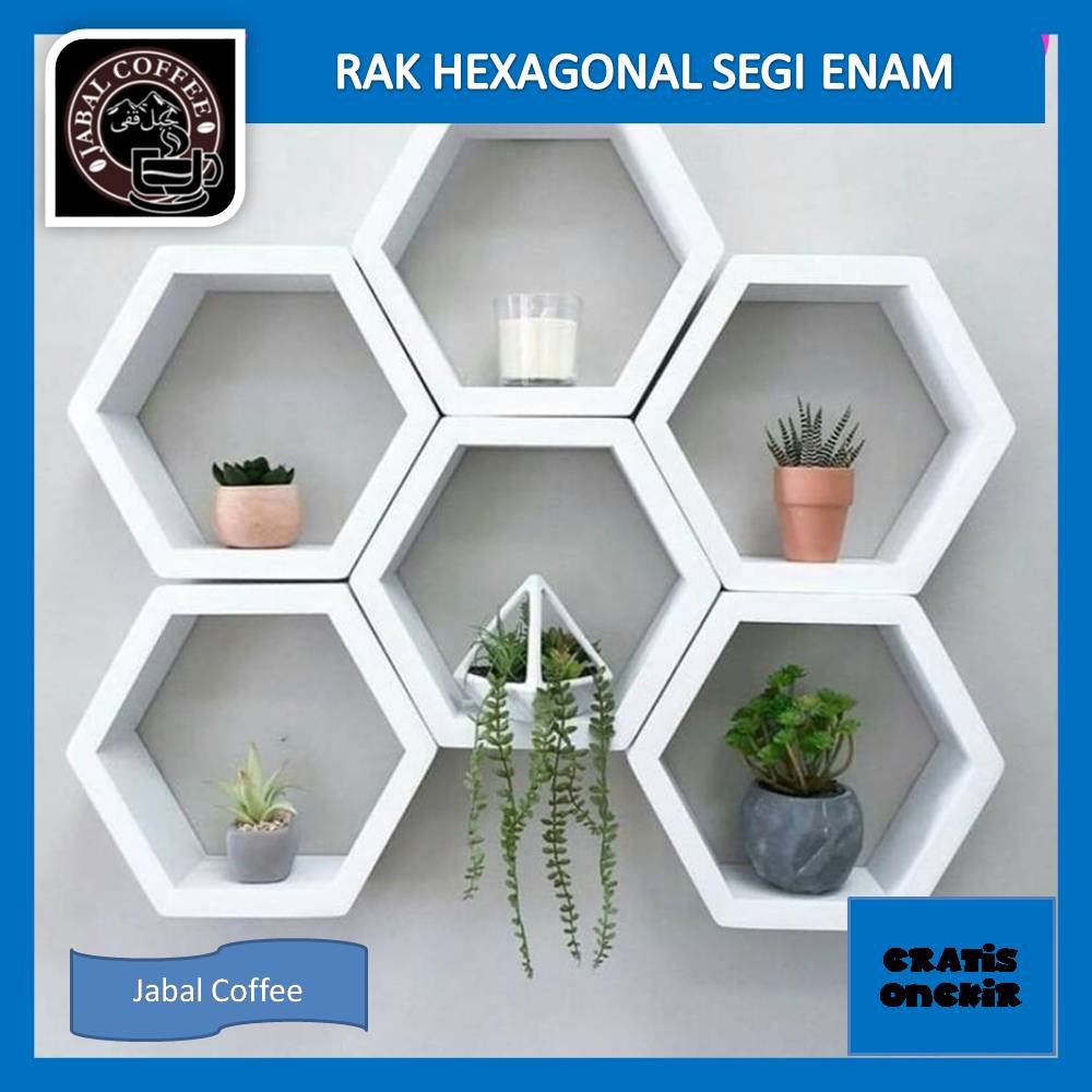 Jual Rak Dinding Hexagonal Segi Enam / Rak Hexagonal Satu Set Isi 3 ...