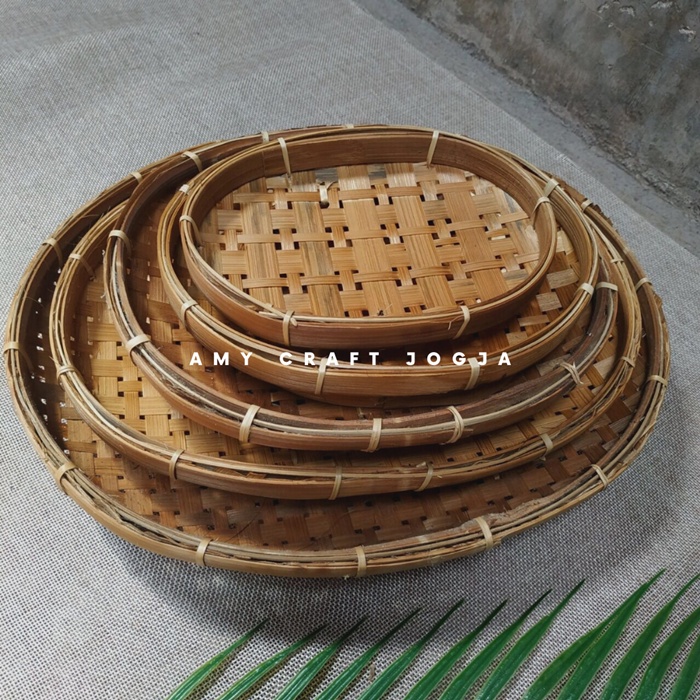 Jual Piring Bambu Oval 1 SET (1 set isi 5 ukuran)/ PIRING PENYETAN ...