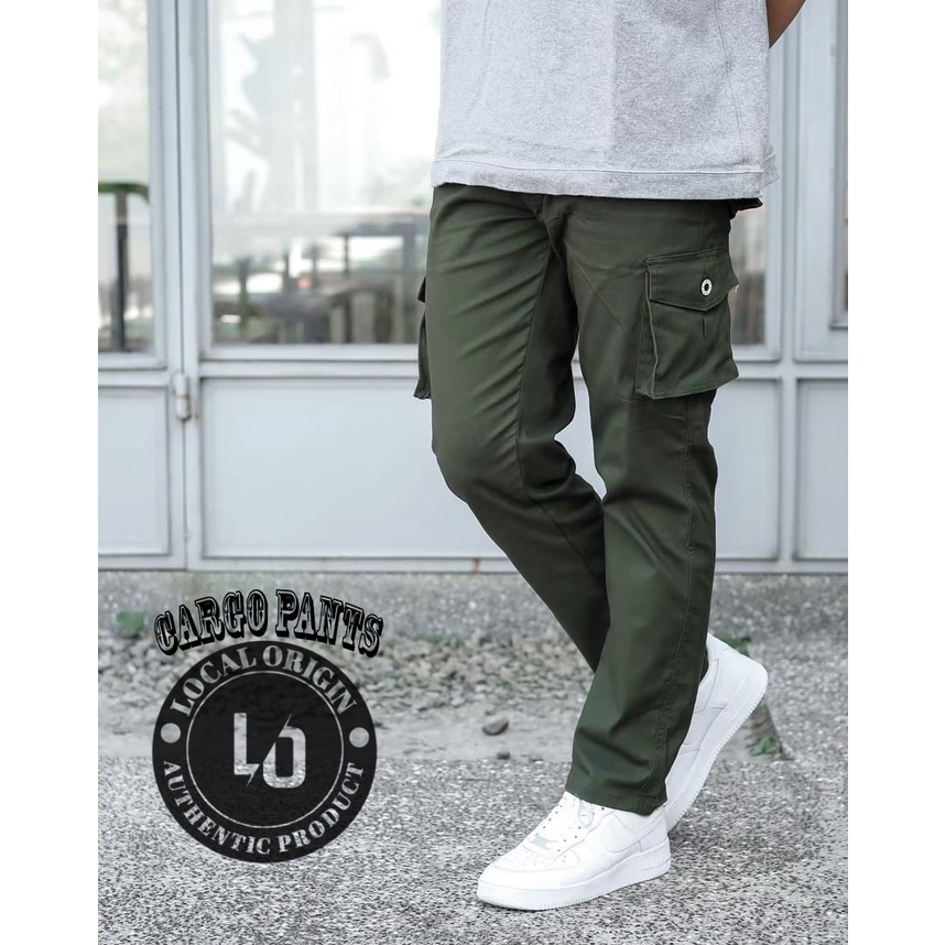 Jual CELANA CARGO PANJANG PRIA SLIMFIT HIJAU ARMY - CARGO PANTS PREMIUM HIGH QUALITY - CELANA ...