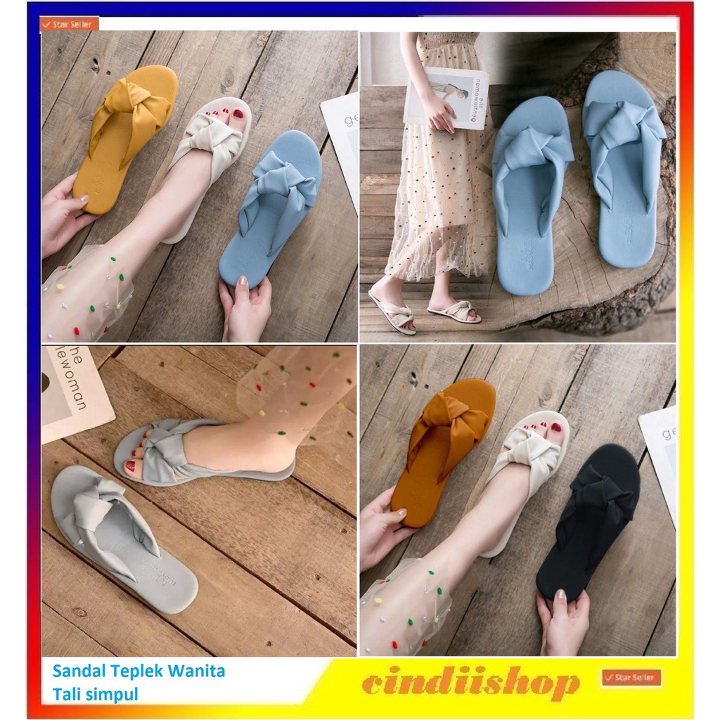 Jual Sandal Teplek Wanita G15 Simpul Tengah Ikat Sendal Fashion Flat ...