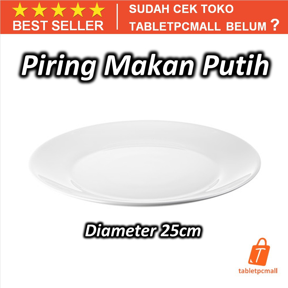 Jual Piring Makan Putih Diameter 25cm Nasi Saji Cekung Tempered Glass ...