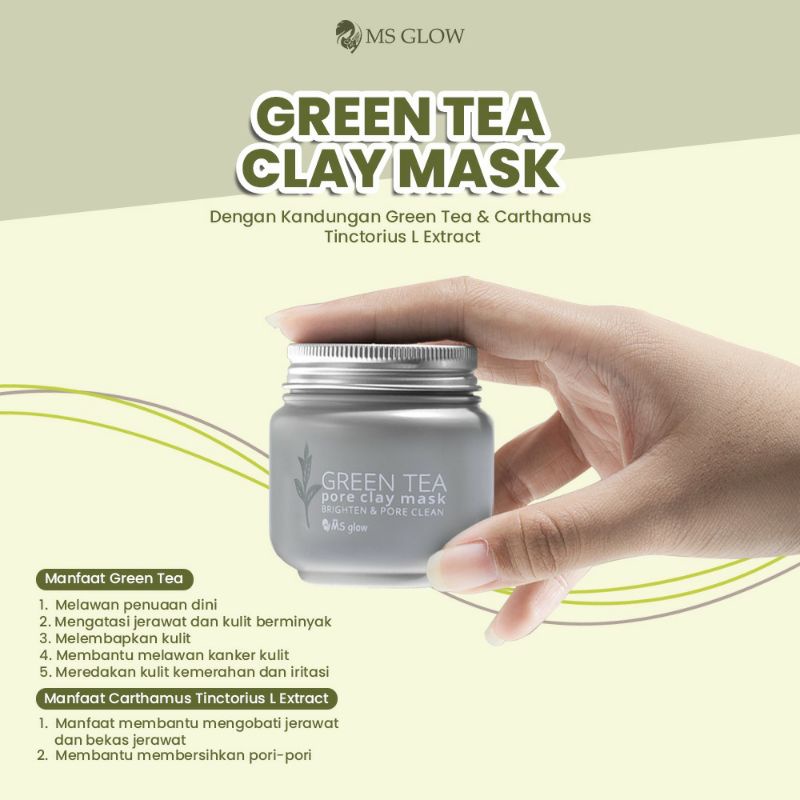 Jual CLAY MASK GREEN TEA MS GLOW | Shopee Indonesia