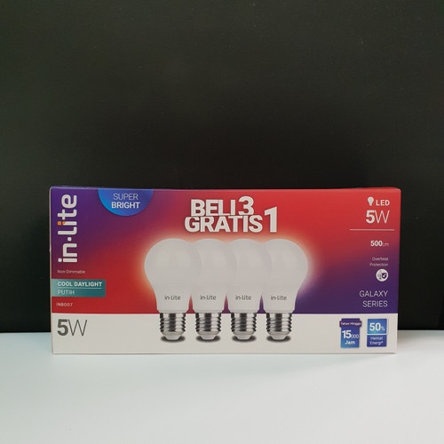 Jual BOHLAM LAMPU INLITE IN LITE LED BULB 5W PAKET BELI 3 GRATIS 1 ISI ...