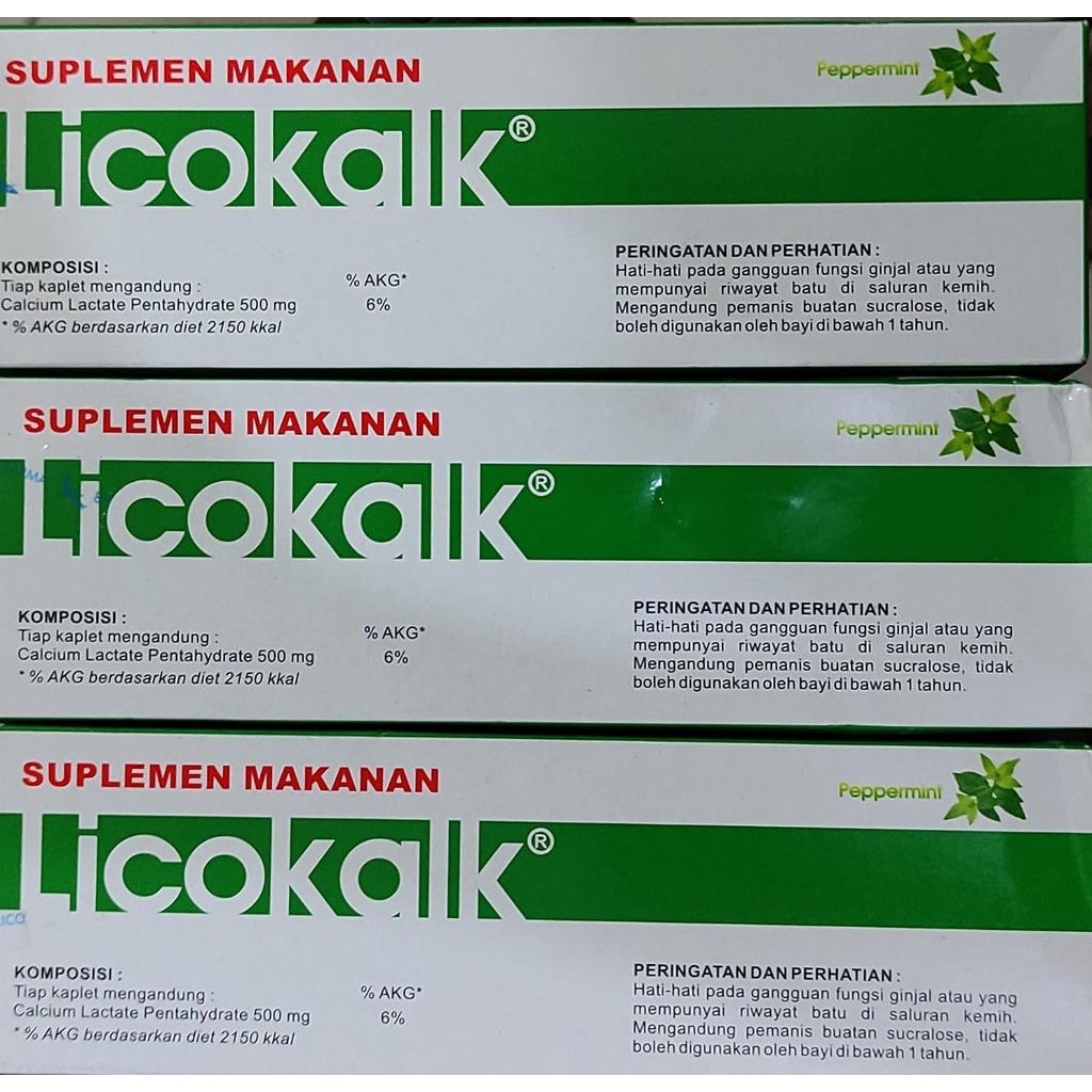Jual Licokalk 100 Kaplet / Memenuhi Kebutuhan Kalsium / Vitamin Tulang ...