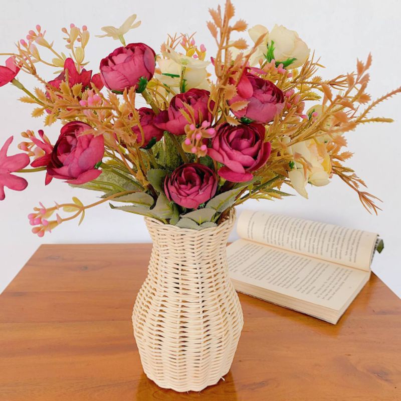 Jual Vas Bunga Rotan Vas Guci Rotan | Shopee Indonesia