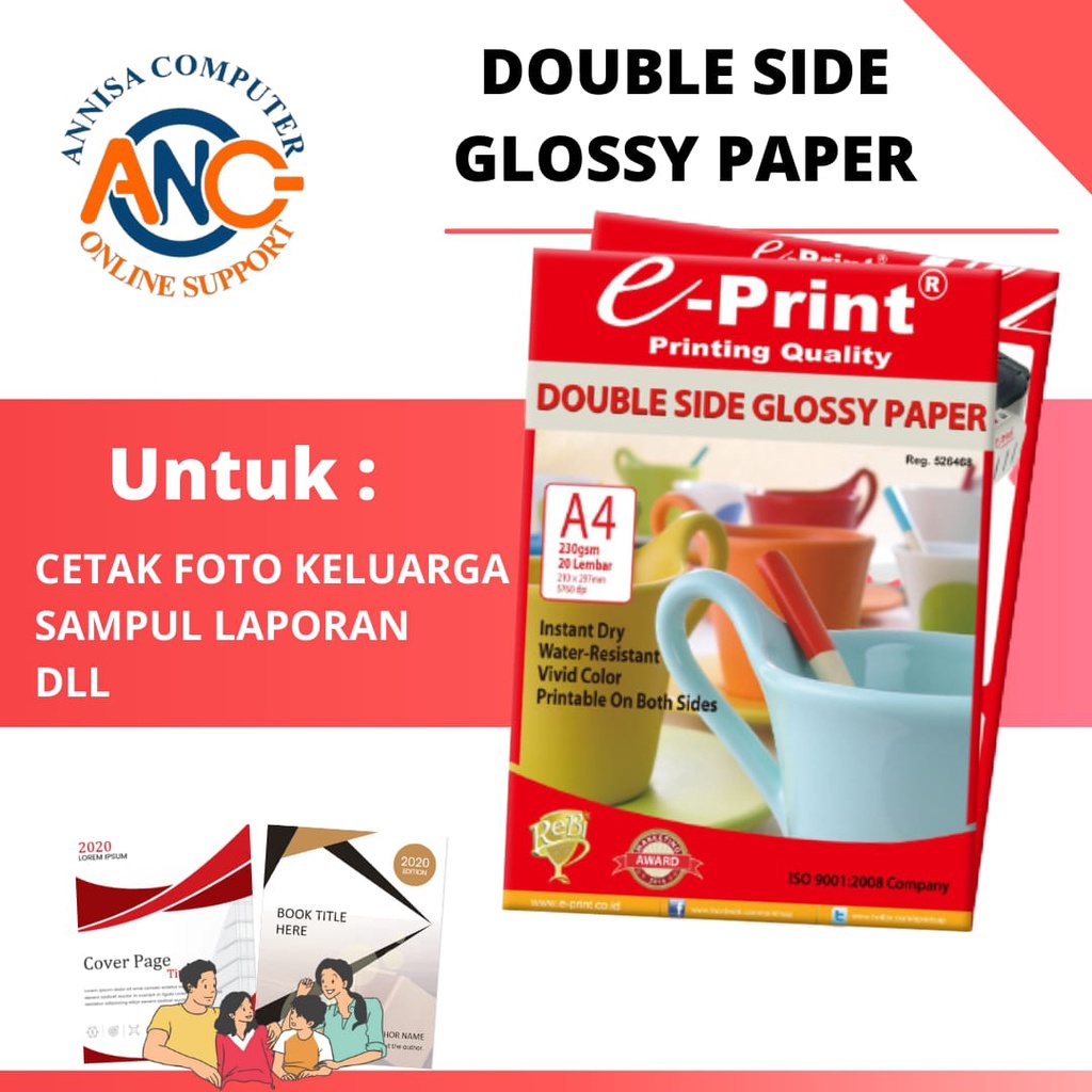 Jual Kertas Glossy Double Side 230 gsm A4 / Kertas foto Bolak Balik ...