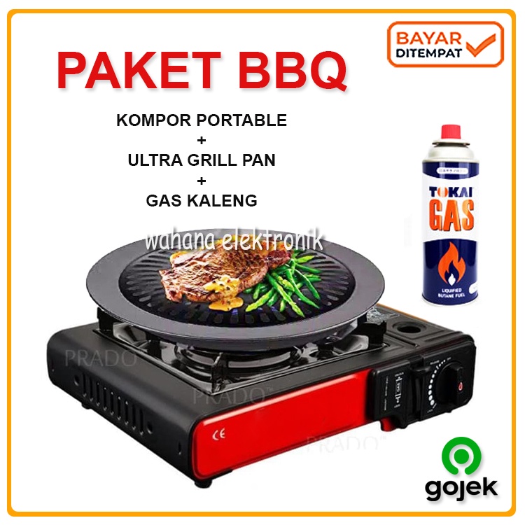 Jual Paket Barbeque/BBQ Set Kompor Portable free Tas + BBQ Square Grill ...