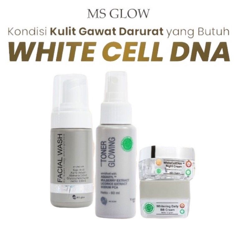 Jual MS GLOW PAKET WHITE CELL DNA + SERUM CELL DNA (ORIGINAL) | Shopee ...