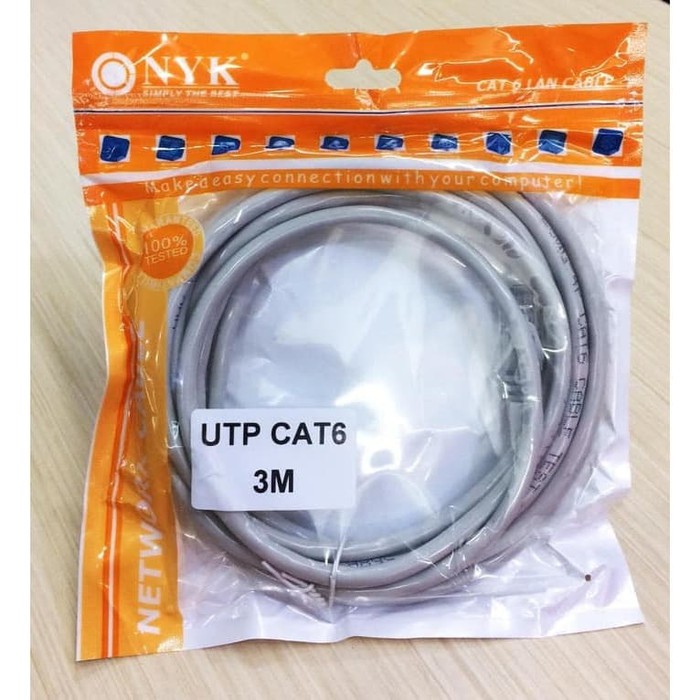 Jual KABEL LAN UTP CAT6 MERK NYK 1,5/3/5/10/15 METER | Shopee Indonesia