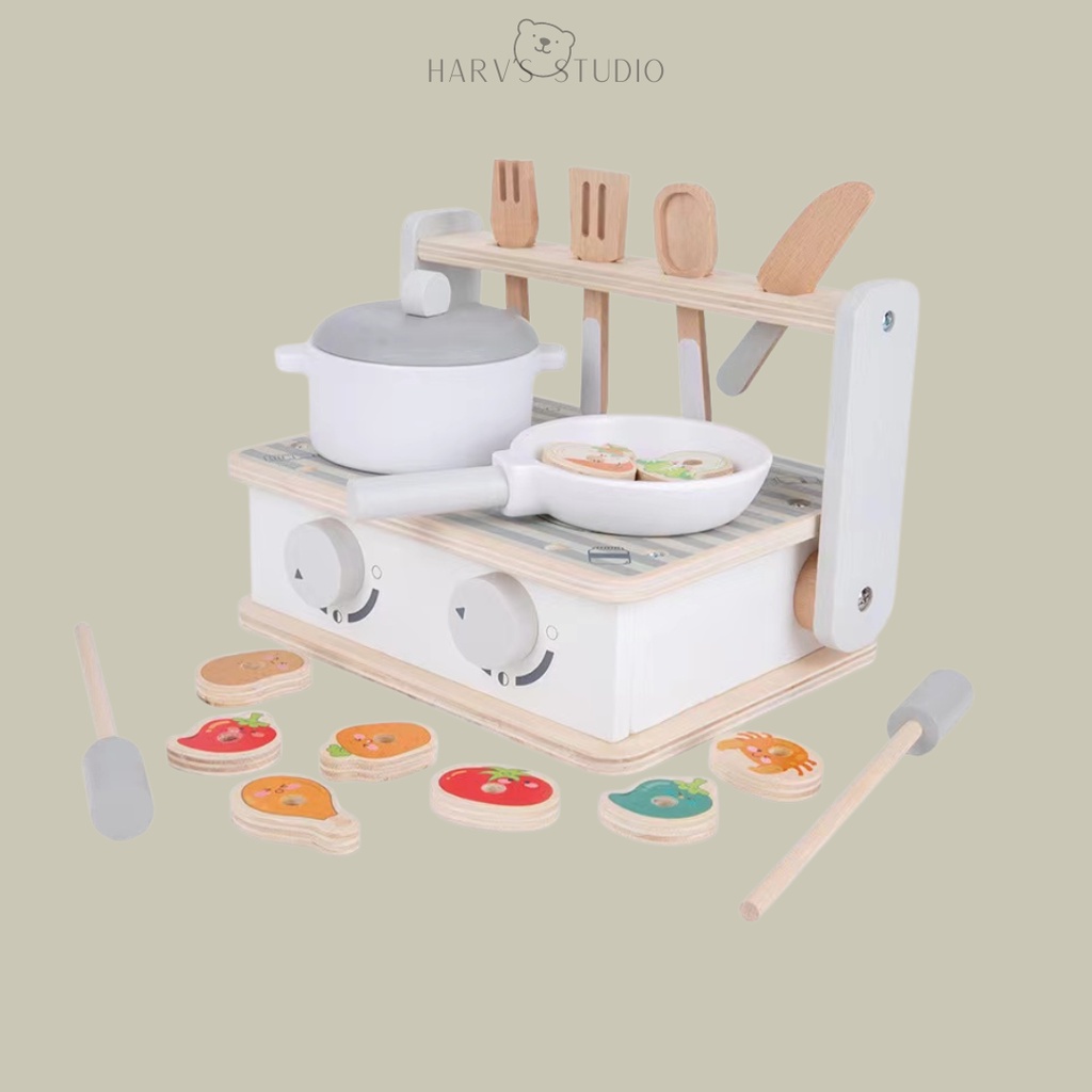 Jual Mainan interaktif anak wooden toy Portable kitchen - Dapur mainan ...