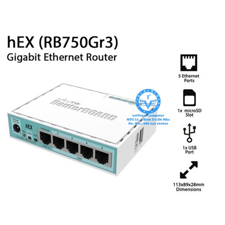 Jual MIKROTIK ROUTERBOARD RB750gr3 ROUTER BOARD HEX 880Mhz / MIK05-LTE ...