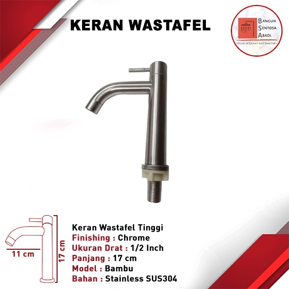 Jual KRAN WASTAFEL TINGGI / KERAN AIR / KERAN STAINLESS WASTAFEL / KRAN ...