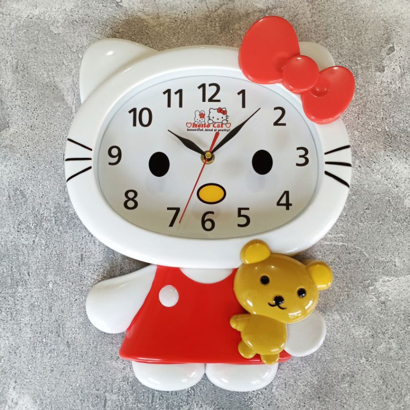 Jual Jam Dinding Hellokitty Full Body Mesin sweep Jam dinding Minimalis ...
