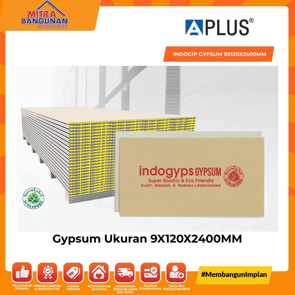Jual GIPSUM INDOGIP GYPSUM 9X1200X2400 MM | Shopee Indonesia