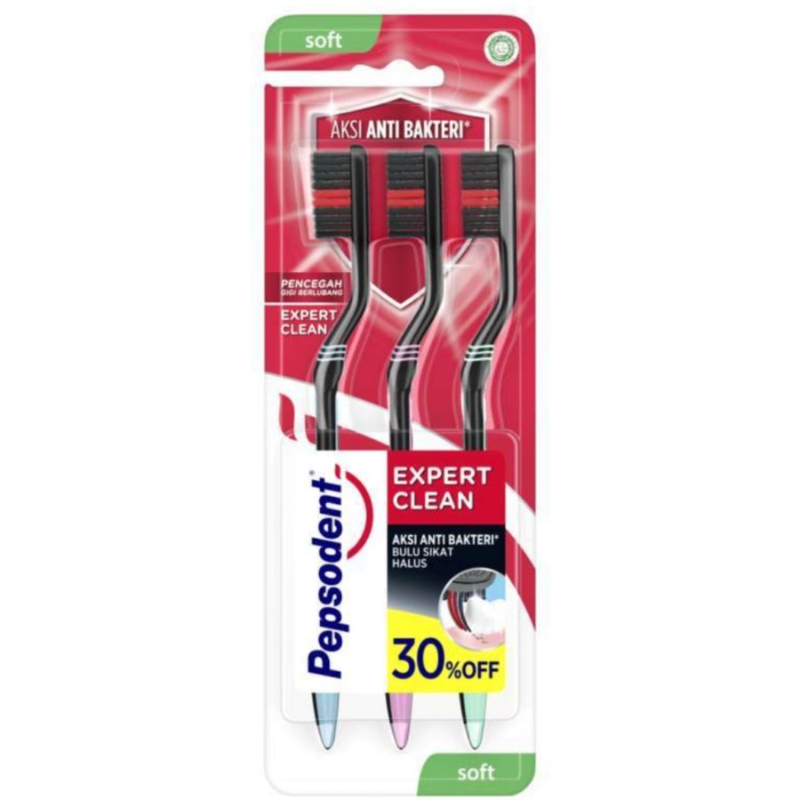Jual Sikat Gigi Pepsodent Expert Clean Soft Toothbrush ( isi 3 pcs ...