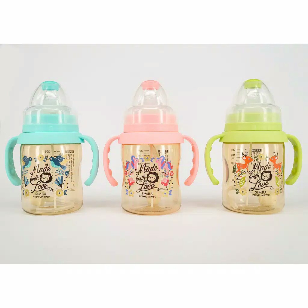 Jual Simba Dorothy Wonderland PPSU Wide Neck Feeding Bottle with Auto Straw & Handle 200ml ...