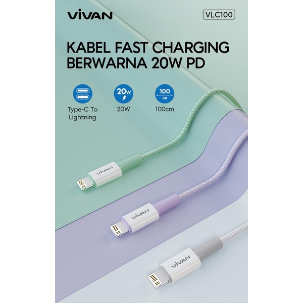 Jual KABEL VIVAN VLC100 TYPE-C TO LIGHTNING IPHONE 1M FAST CHARGING 20W ...