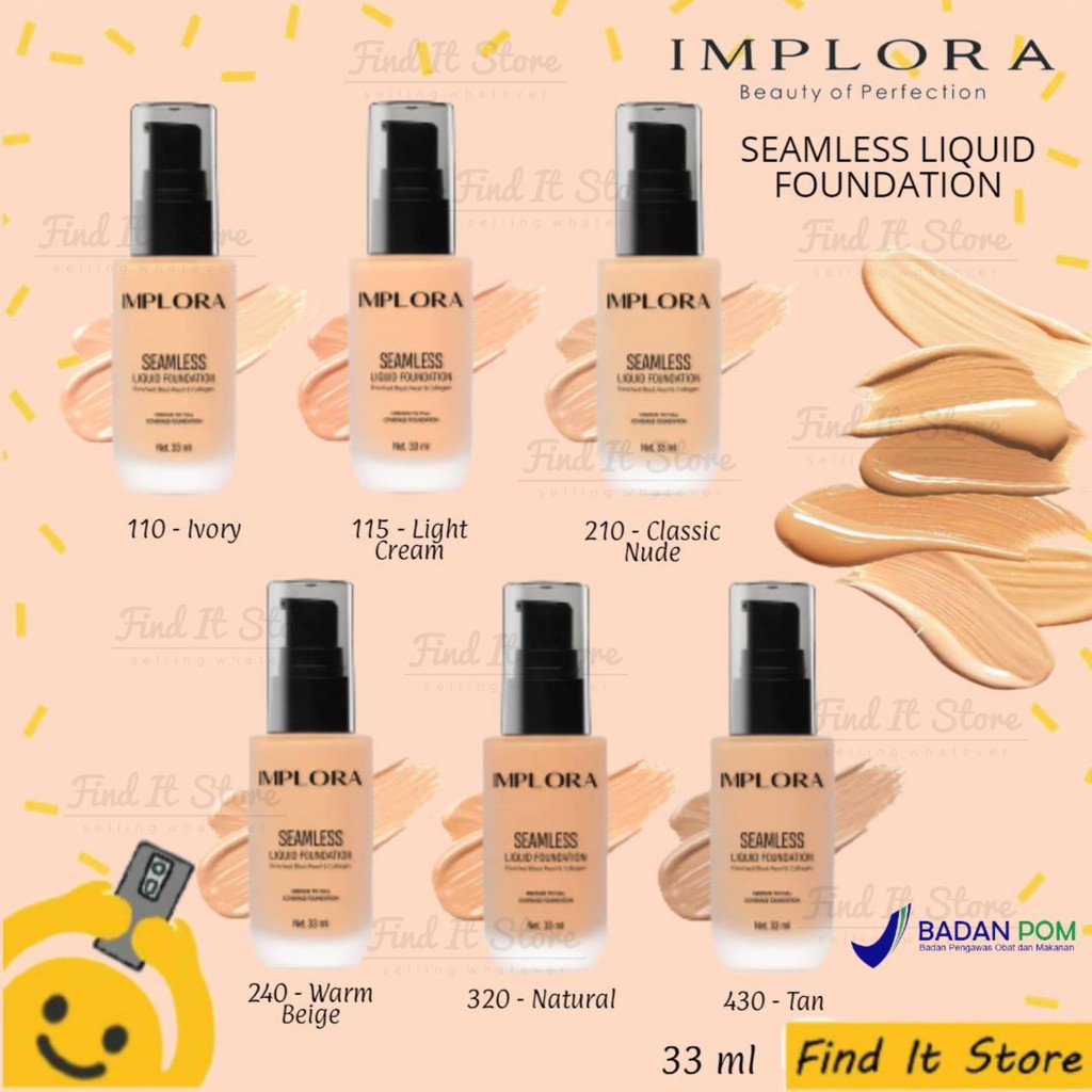 Jual Implora Seamless Liquid Foundation | Alas Bedak Cair 33ml | BPOM ...