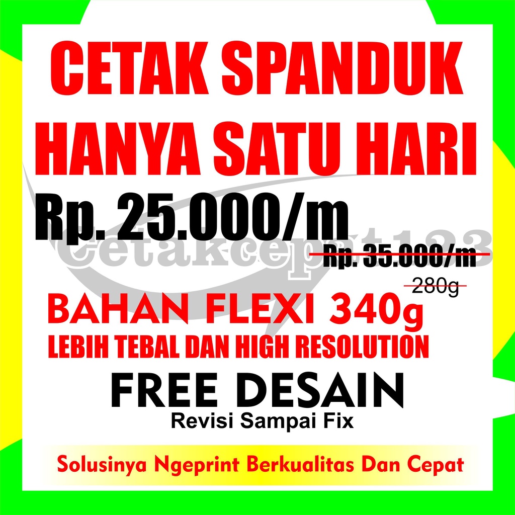 Jual Cetak Spanduk Custom 1 Hari Jadi ( GRATIS DESAIN ) bahan Flexi ...