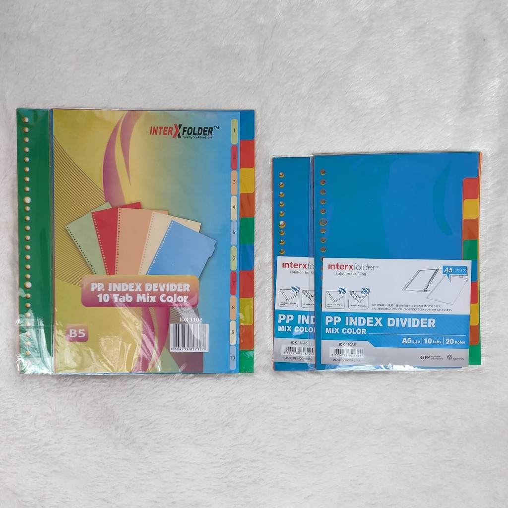 Jual PEMBATAS BINDER INTER X FOLDER MIX COLOUR 10tabs A6, A5 DAN B5 ...