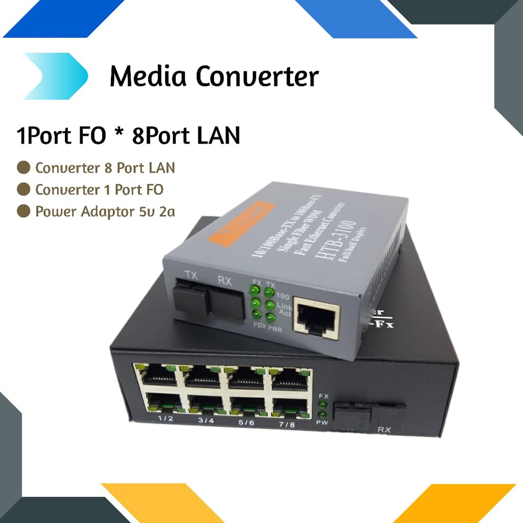Jual Fiber Optik Media Converter Lan to fiber HTB 3100 8 Port LAN 10/ ...