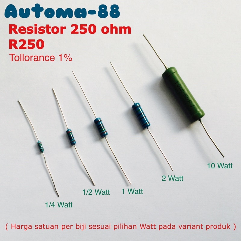 Jual Resistor 250 ohm R250 R-250 Resistance Tahanan 250R 1/4W 1/2W 1W ...