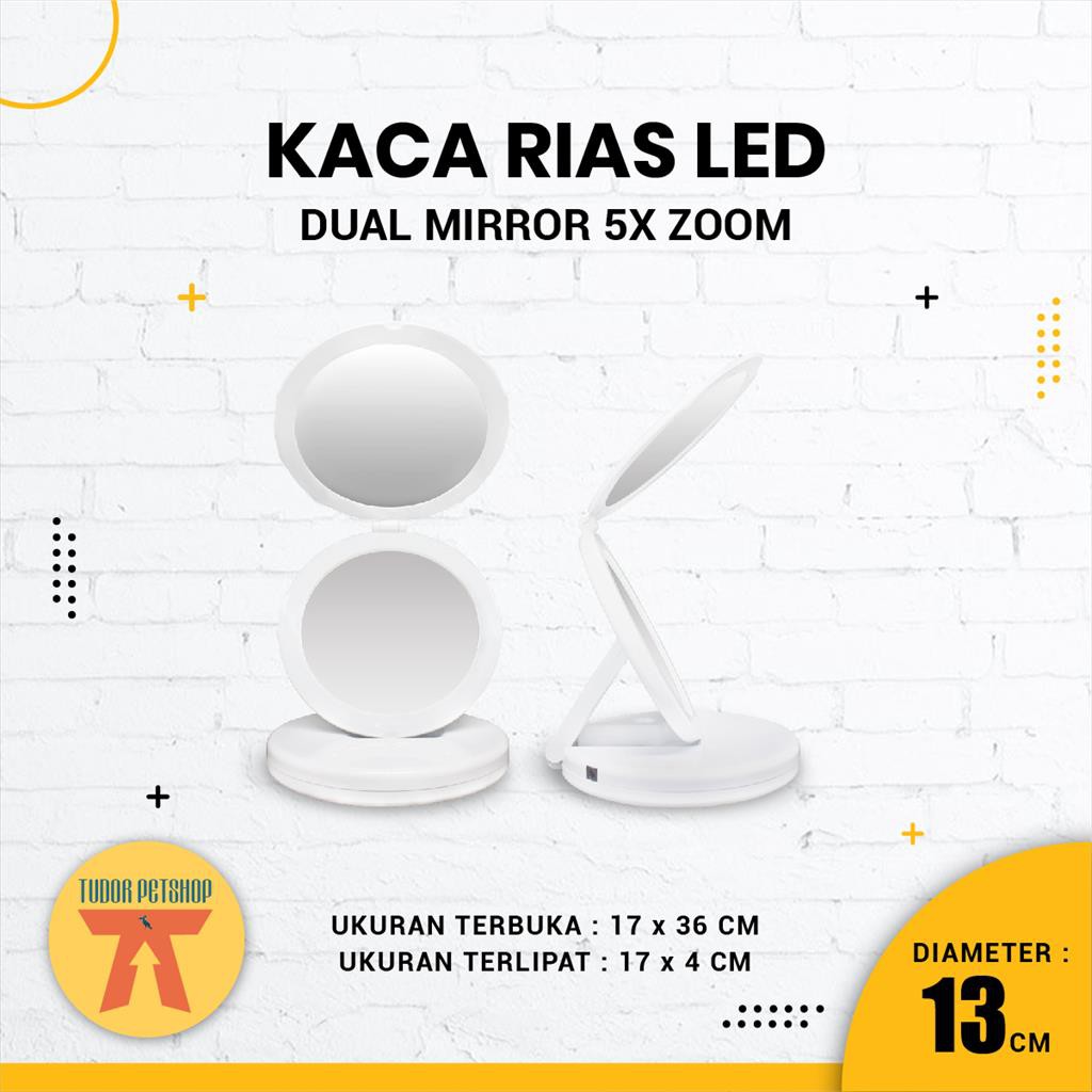 Jual Kaca Rias Lipat FULL LED Bulat Dua Cermin / Make Up Mirror ...