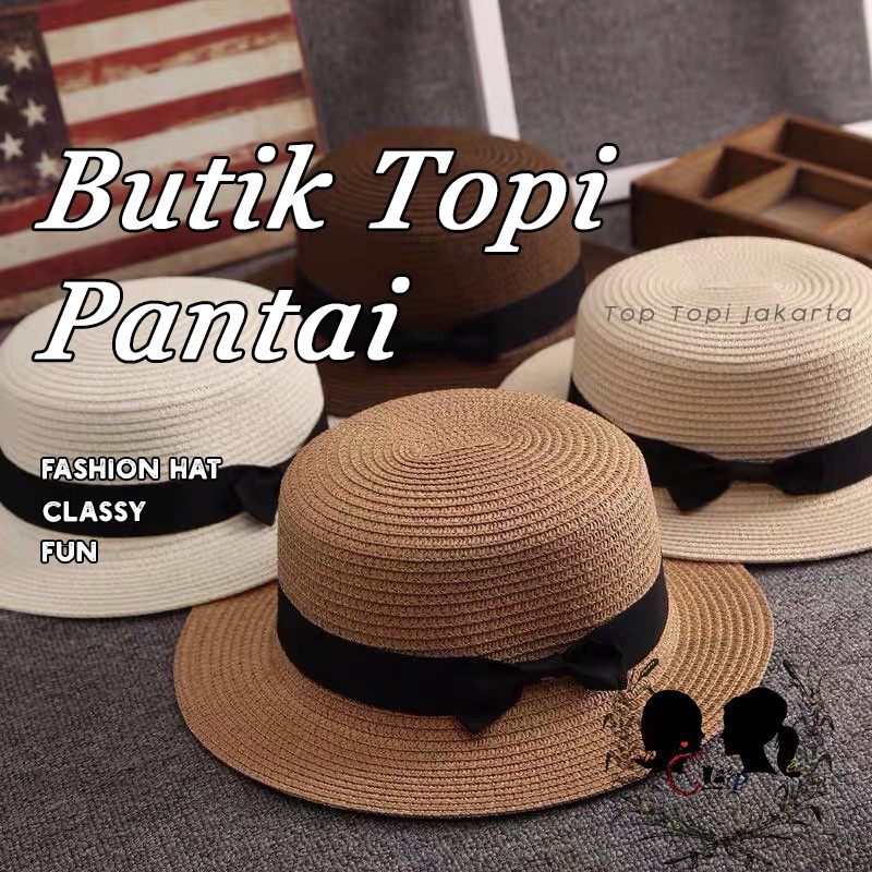 Jual Topi Piknik Wanita Anyaman Topi Pantai Aesthetic Cewek | Shopee ...