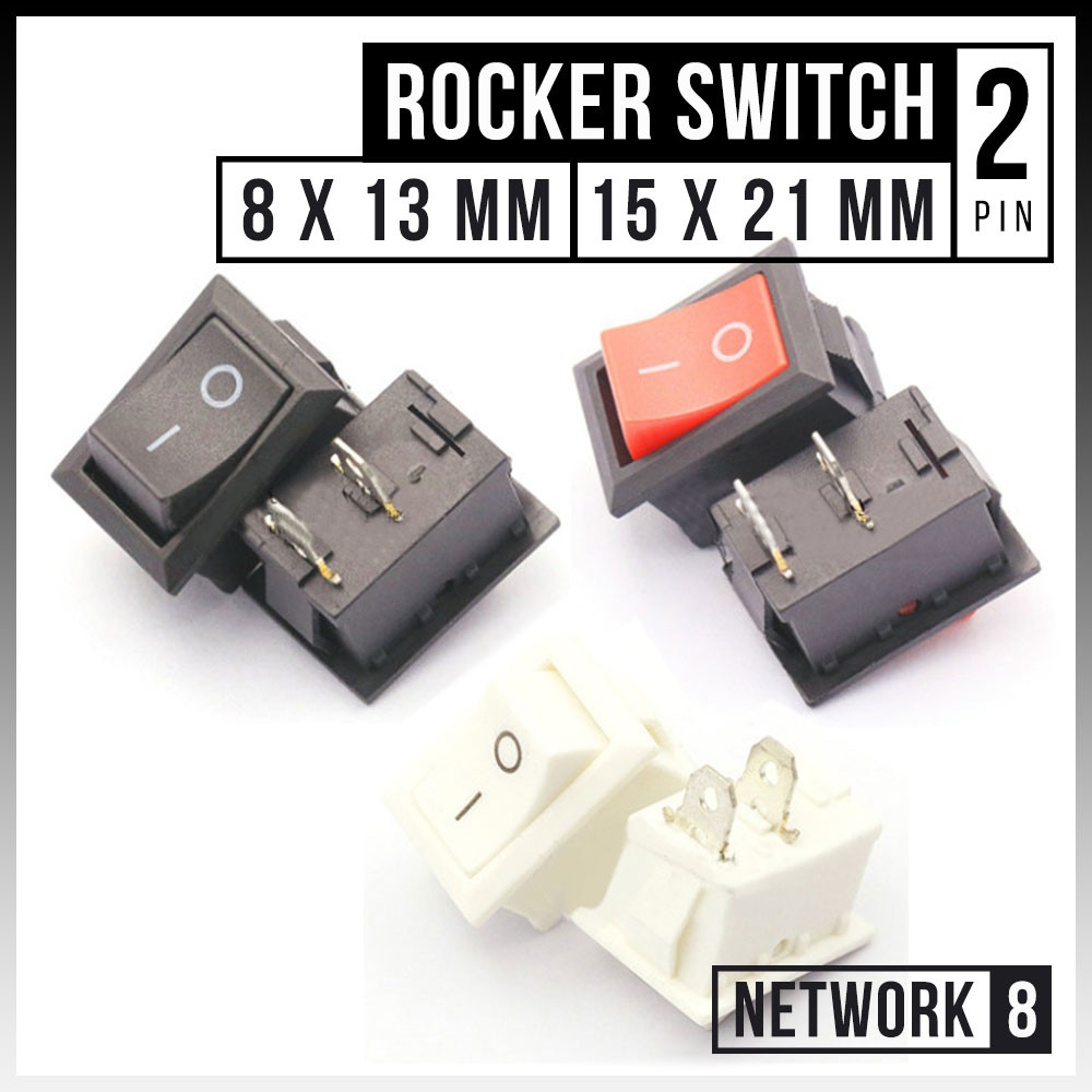 Jual ROCKER SWITCH ON OFF 13X8 MM 15x21 MM 13X8MM 15x21MM 2 PIN SAKLAR ...