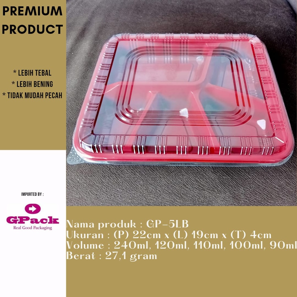 Jual LUNCH BOX 5 SEKAT/BENTO BOX 5 SEKAT/MIKA BENTO 5 SEKAT (GP-5LB ...