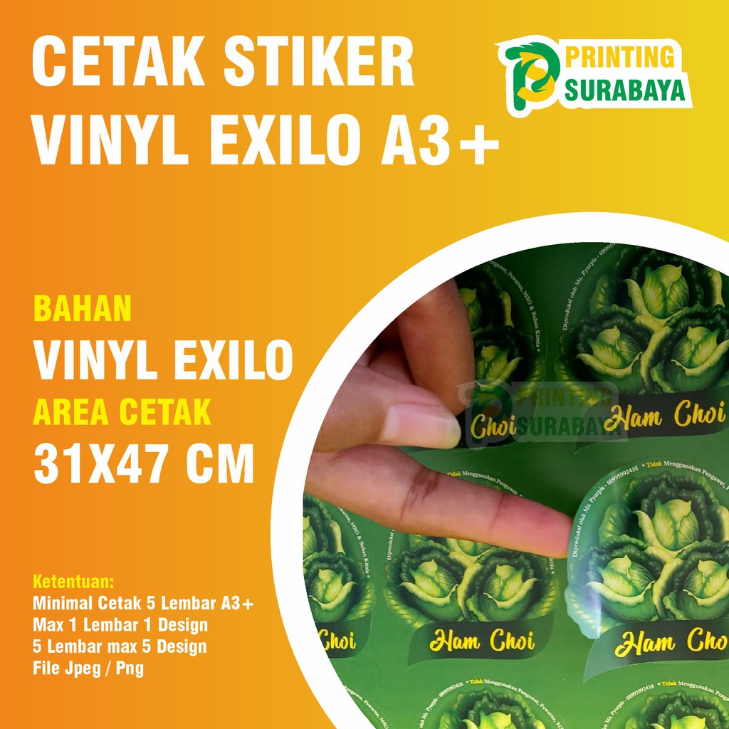 Jual CETAK STIKER VINYL EXILO A3+ MURAH STIKER LABEL KEMASAN | Shopee ...