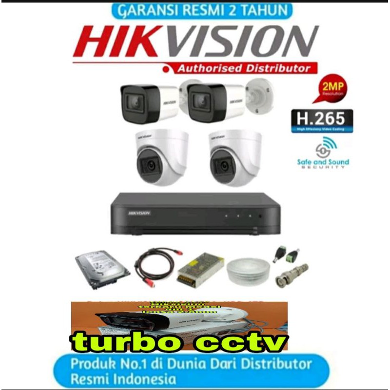 Jual PAKET CCTV HIKVISION 4 CHANNEL TURBO HD 2MP 1080P 4 CH LENGKAP ...