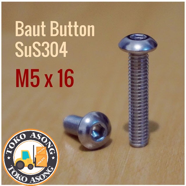 Jual Bolt Baut Button L M5 x 16 Stainless Steel Stenlis | Shopee Indonesia