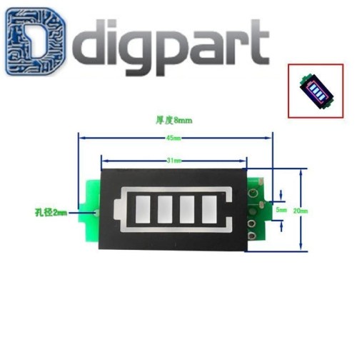 Jual Indikator Kapasitas Baterai Lithium 16.8V 4S 4 Seri Biru Power ...