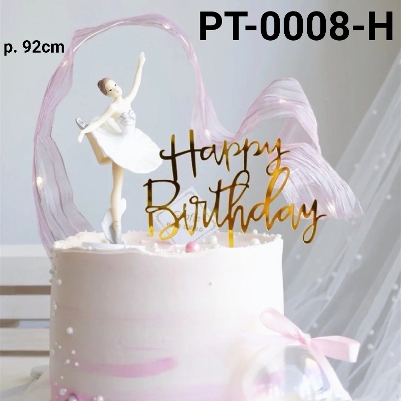 Jual GR-PT-0008 Cake topper hiasan kue pita putih pink biru ungu hitam yamama baking | Shopee ...