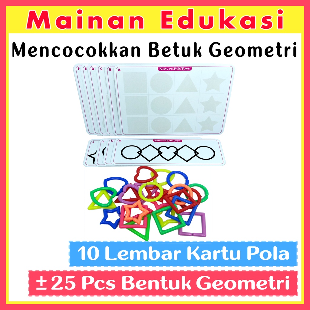 Jual Mainan Edukasi MENCOCOKKAN bentuk dan warna RANTAI GEOMETRI ...
