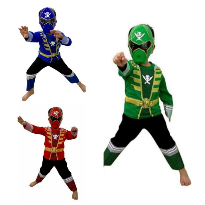 Jual kostum baju anak power rangers hijau power Rangers biru power ...