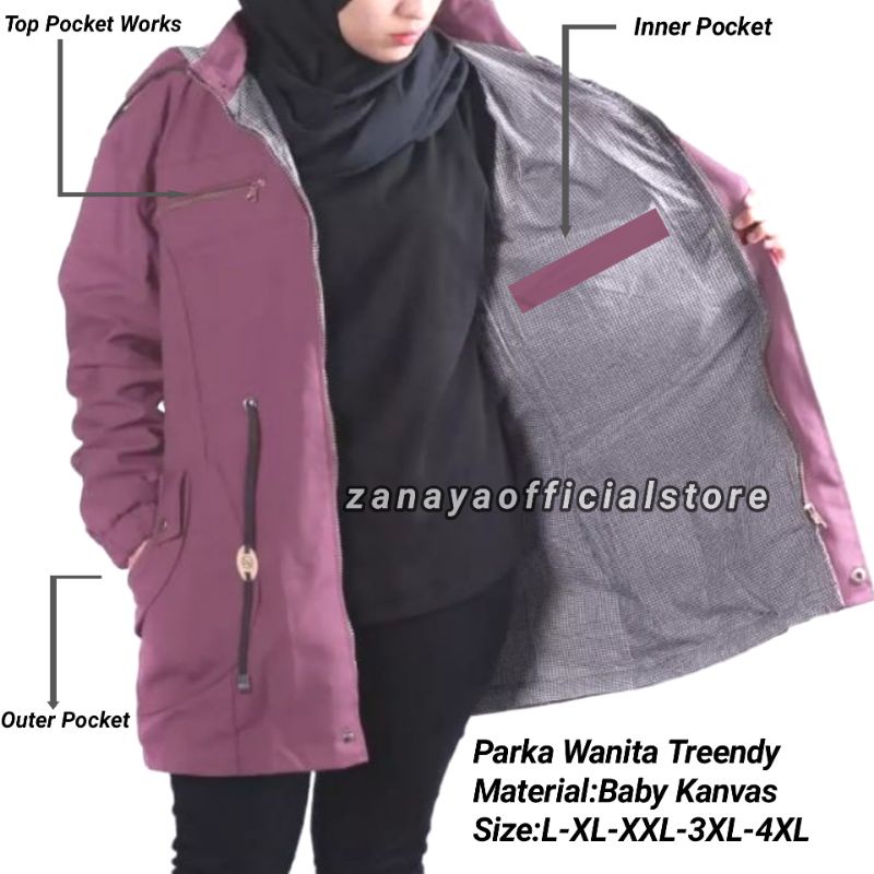 Jual COD JAKET PARKA WANITA BIG SIZE SIZE L XL XXL 3XL 4XL BAHAN KANVAS 10 WARNA | Shopee Indonesia