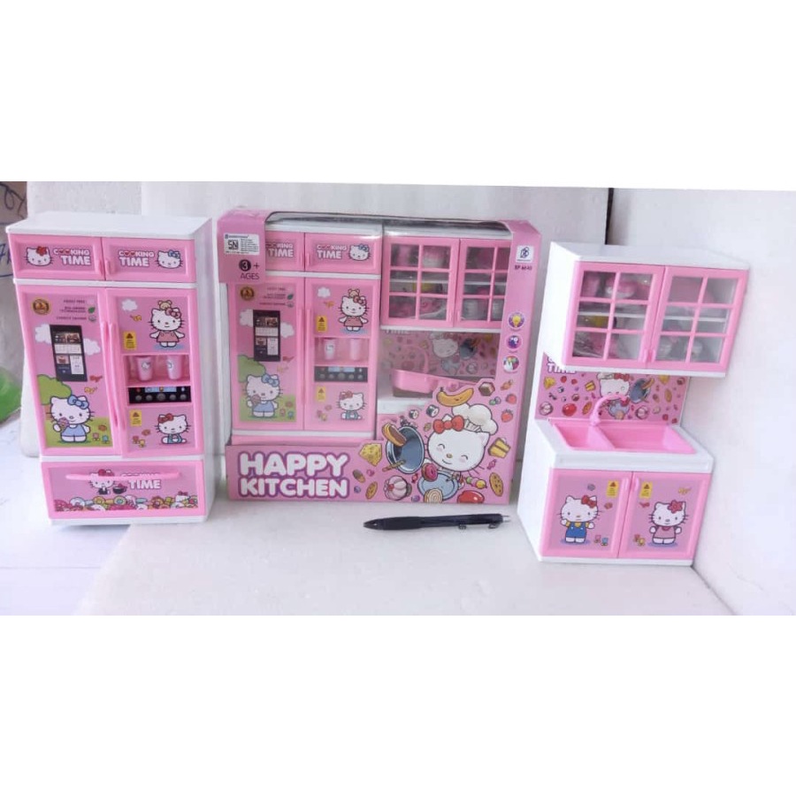 Jual MAINAN HAPPY KITCHEN SET HELLO KITTY LEMARI KABINET KULKAS ...