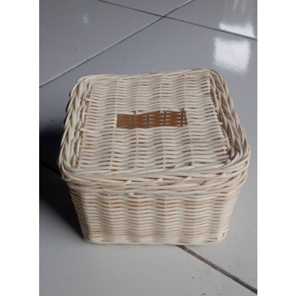 Jual tempat tisu dari rotan kotak persegi full rotan halus | Shopee ...