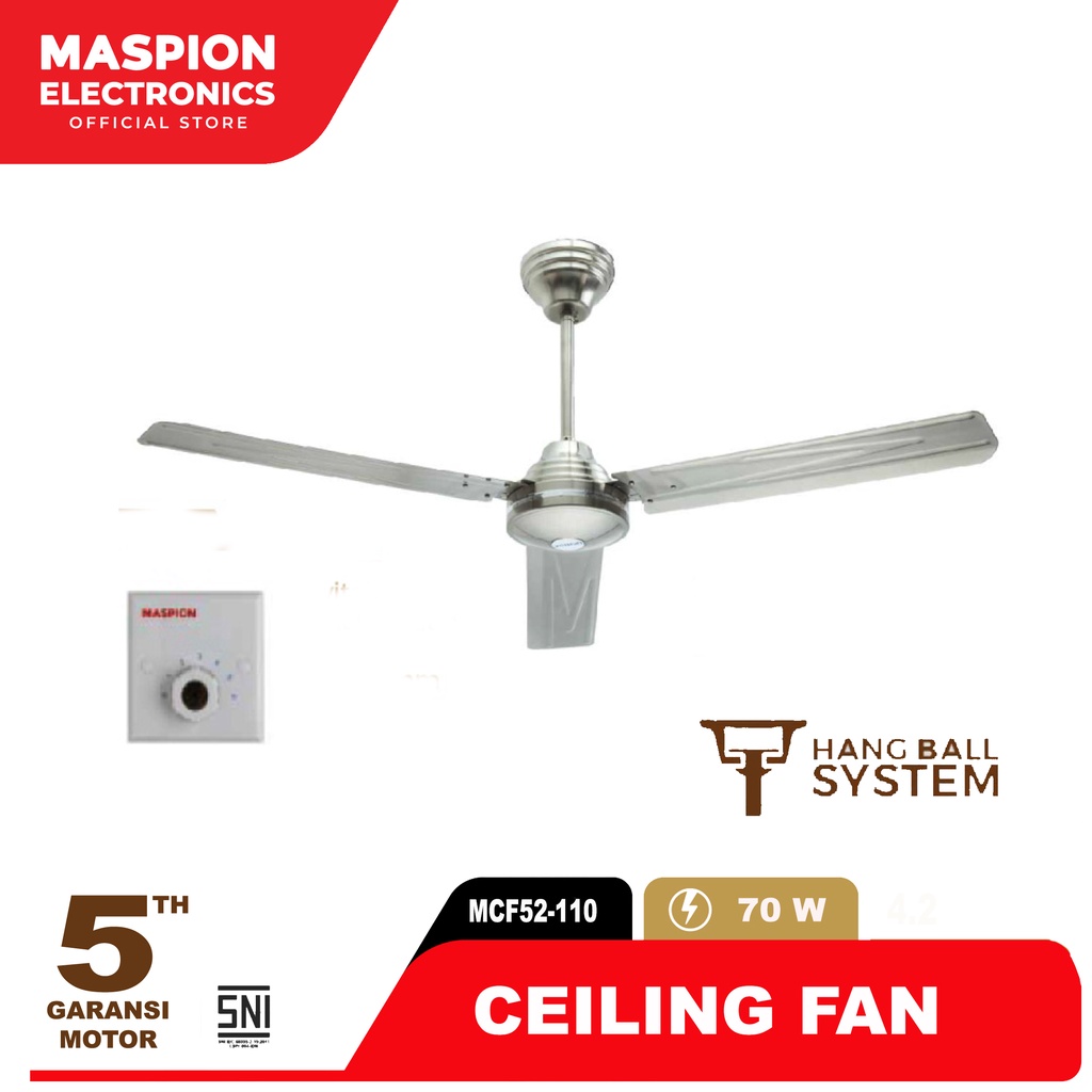 Jual Maspion Ceiling Fan Kipas Angin Plafon 52 Inch MCF52-110 Nikel ...