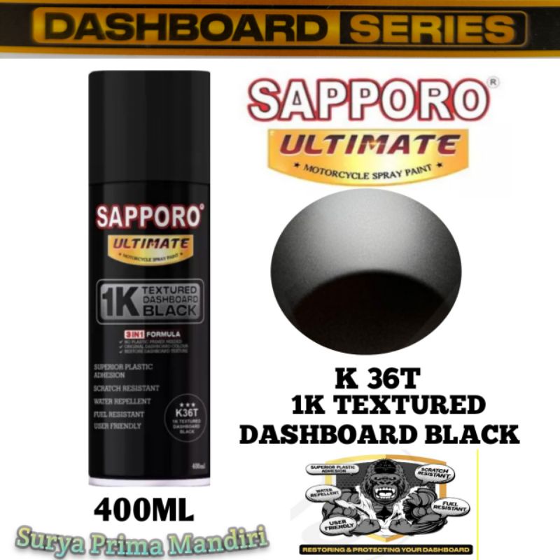 Jual K36T 1K TEXTURED DASHBOARD BLACK SAPPORO ULTIMATE 400ml Cat Semprot Pylox Pilok | Shopee ...