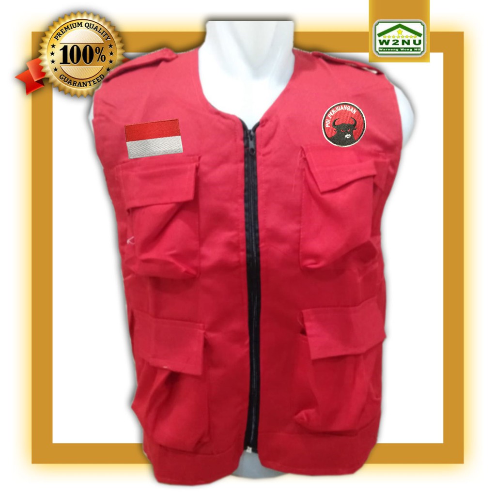 Jual ROMPI VEST LAPANGAN LOGO BORDIR PARTAI PDI PERJUANGAN | Shopee ...