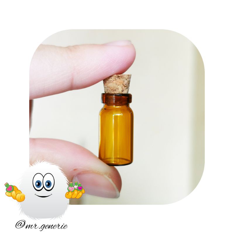 Jual Botol kaca mini Amber 2mL / botol kaca tutup gabus sumbat kayu ...