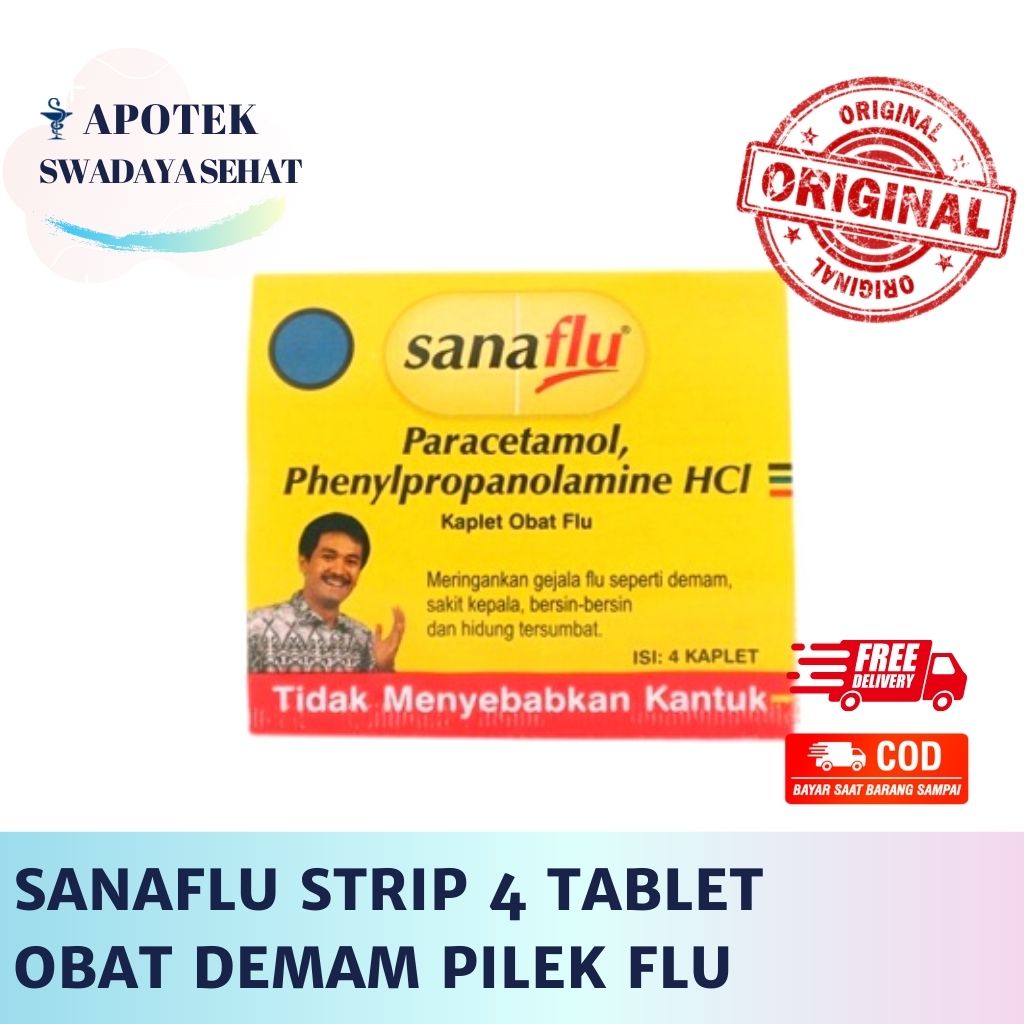Jual SANAFLU STRIP 4 Tablet - Obat Demam Pilek Flu Hidung Tersumbat ...