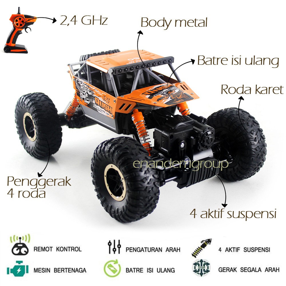 Jual Mainan Mobil Remot Kontrol RC Offroad Climbing Rock Crawler 4WD 2,4GHZ | Shopee Indonesia